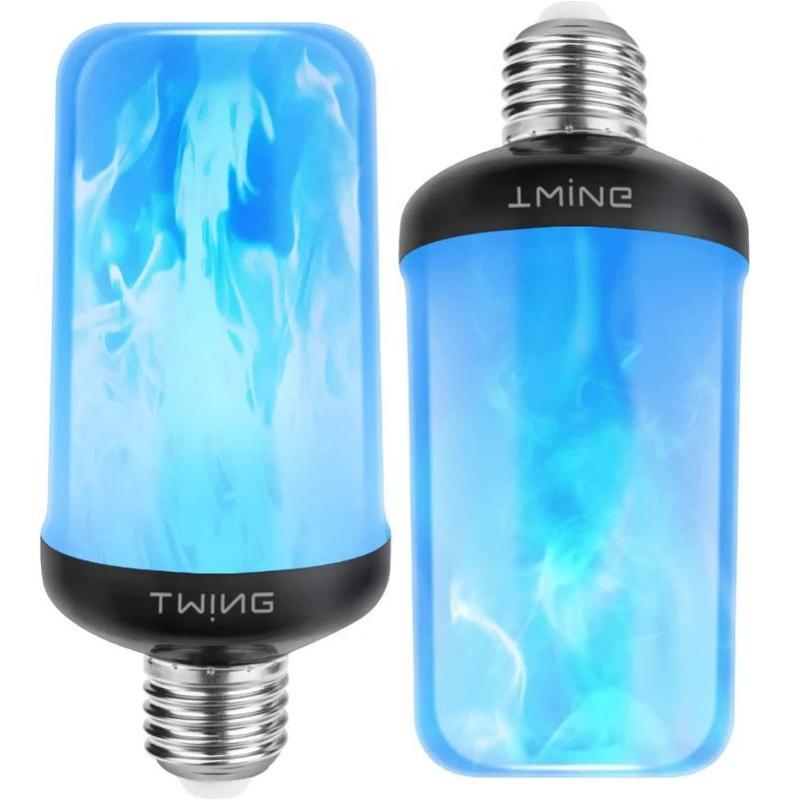 (4 Pack) Blue LED Flame Light Bulb, 4 Modes Fire Light with Gravity ...