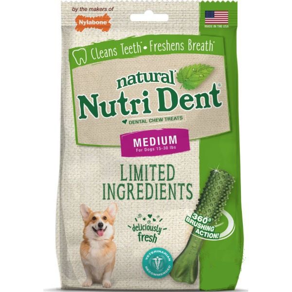 SIX BAGS of 7-count Nylabone Nutri Dent Natural Dental Fresh Breath ...