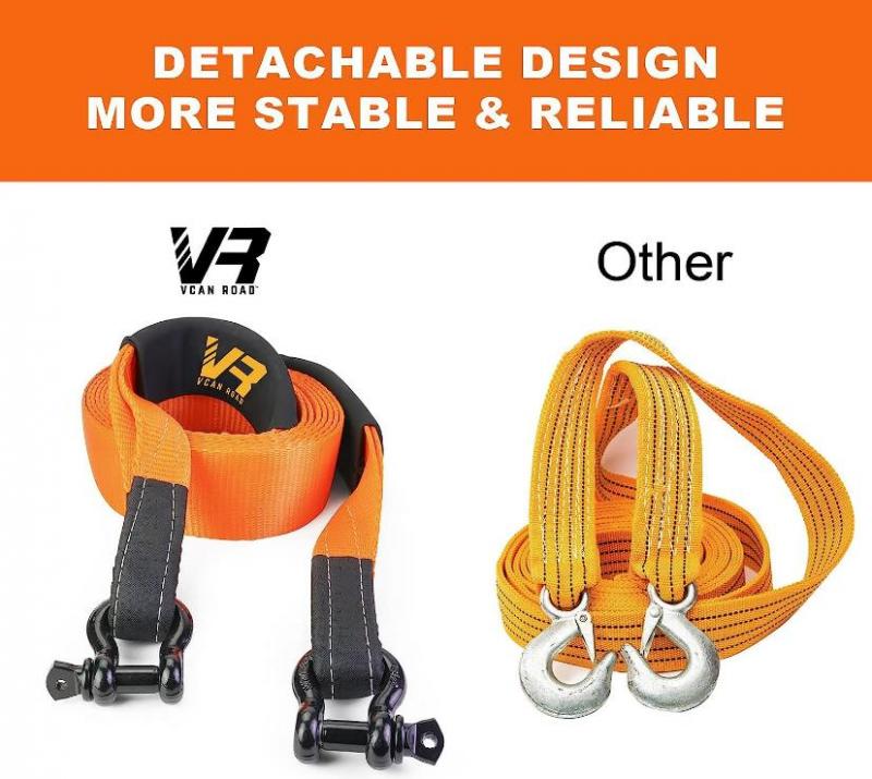 Nylon Tow Strap 3.4inx20in with Hooks and 29,000 lbs Towing Capacity ...