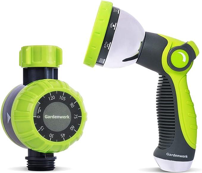 Garden Hose High Pressure Spray Nozzle Sprayer 10 Spray Timer Set - 13 ...