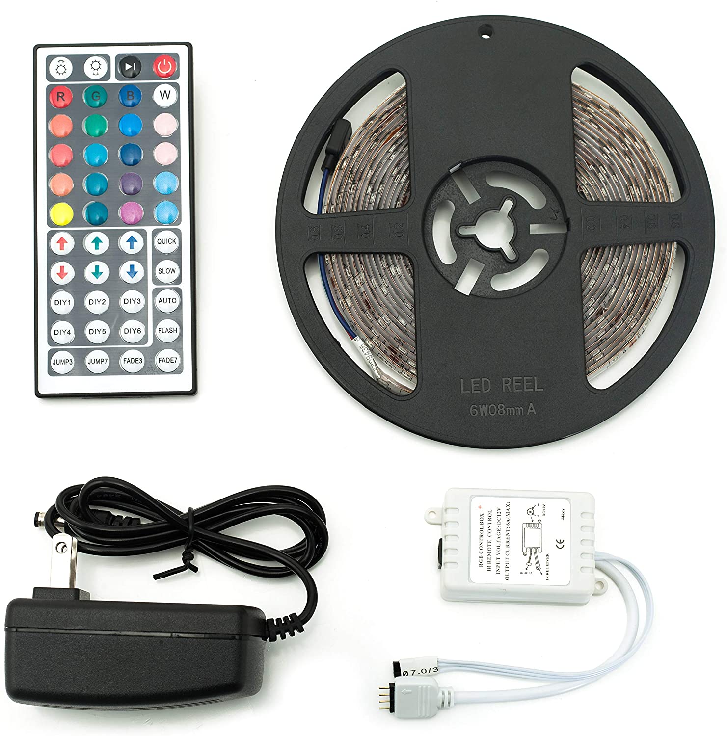 Multi-Color LED Light Strip With Adhesive Backing and Remote Control ...