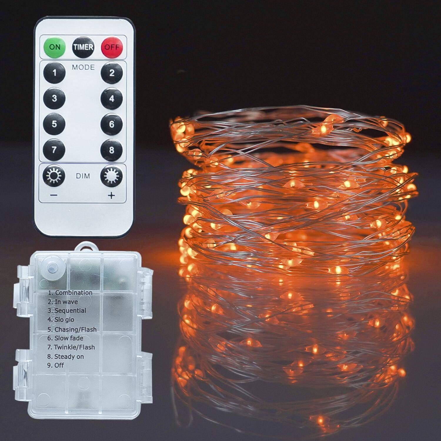 33 Foot 100 LED Remote Control Waterproof String Lights - 8 Modes to ...