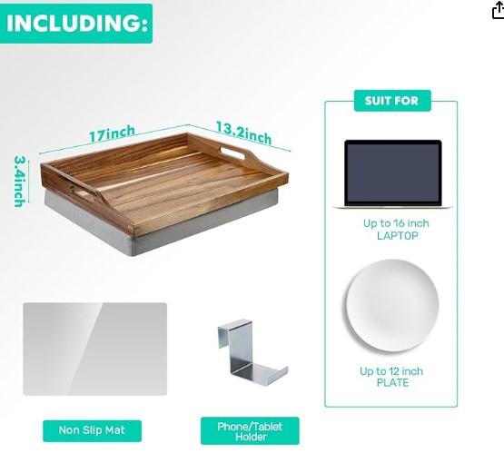 Acacia Wood Laptop Tray - Includes detachable cushion, removable ...
