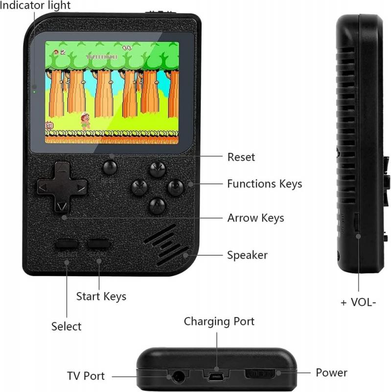 Portable Handheld Game Console With 400 Built-in Games - Black - All ...