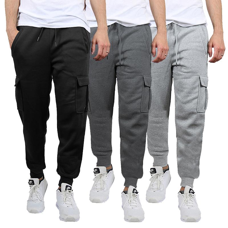 3 Pairs of Men's Fleece-Lined Slim Fit Cargo Heavyweight Jogger ...
