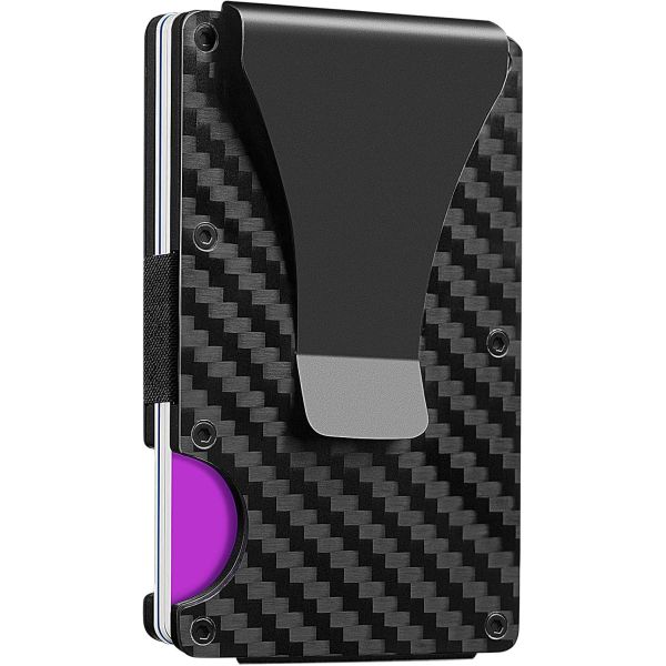 Carbon Fiber Minimalist Credit Card Holder & Money Clip Wallet for Men ...