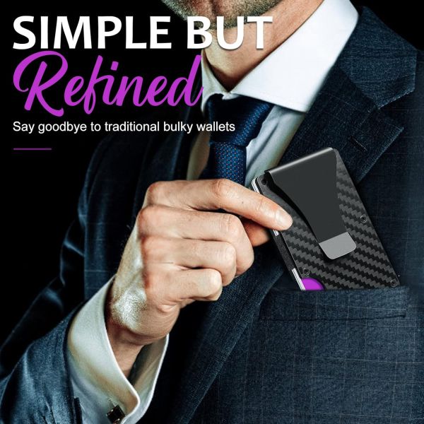 Carbon Fiber Minimalist Credit Card Holder & Money Clip Wallet for Men ...