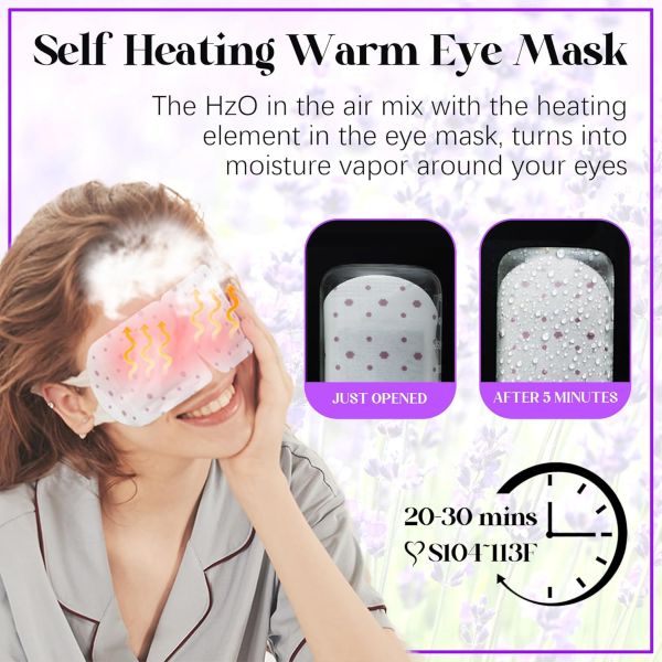 20 Pack of Self Heating Eye Masks With Subtle Lavender Scent - These ...