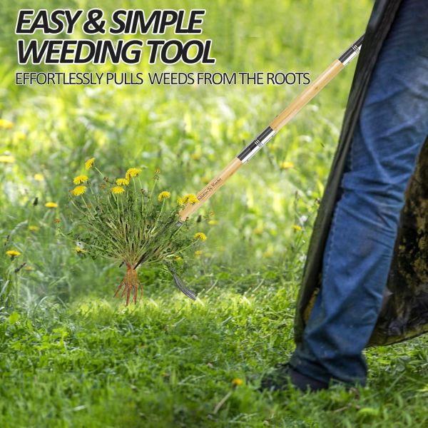 Stand Up Weed Puller Tool With Long Handle - Never have to bend over to ...