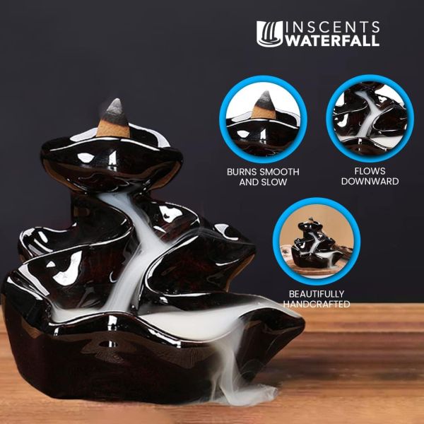 Cascading Waterfall Ceramic Incense Burner with Backflow Design - BONUS ...