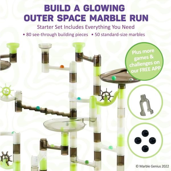 Marble Genius Space Themed Marble Run Starter Set STEM Toy for Kids ...