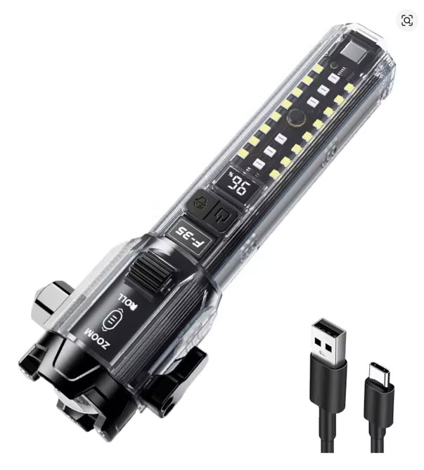 Emergency Tactical Rechargeable LED Flashlight - Dual Light Source ...