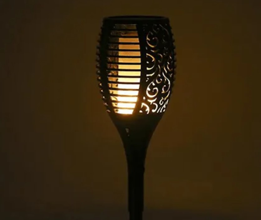 2-Pack of Large Size Solar LED Flickering Flame Tiki Torches - Flame ...