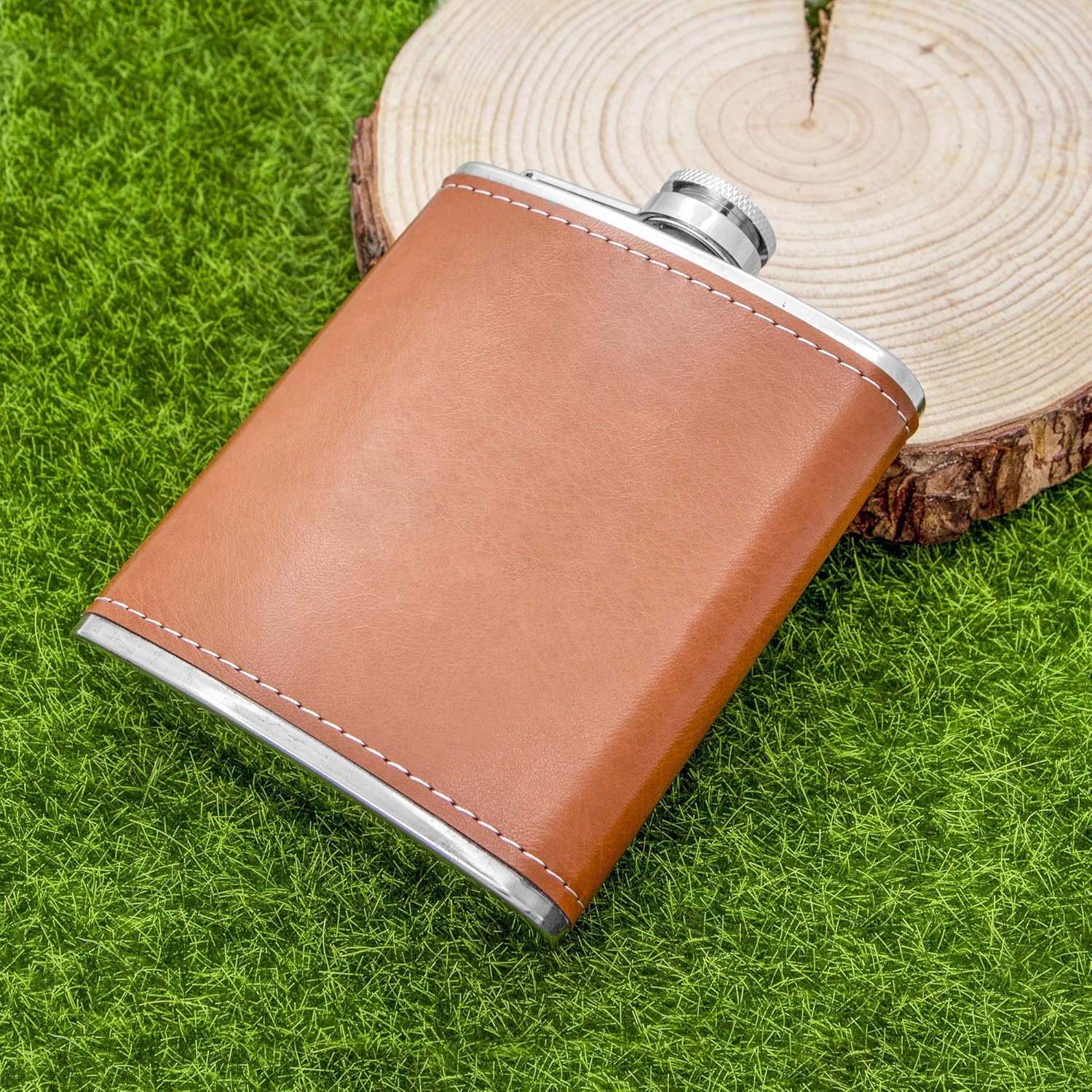 Stainless Steel Leather Flasks Set Including Two Shot Glasses and a ...