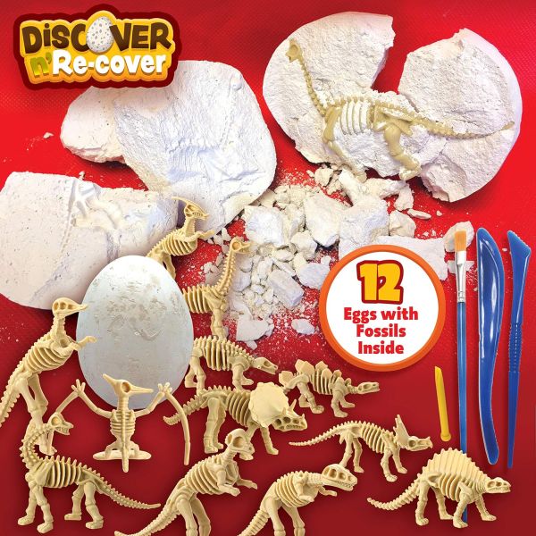 Klever Kits 12 Dino Egg Fossil Dig and Clay Kit - Discover & Recover ...