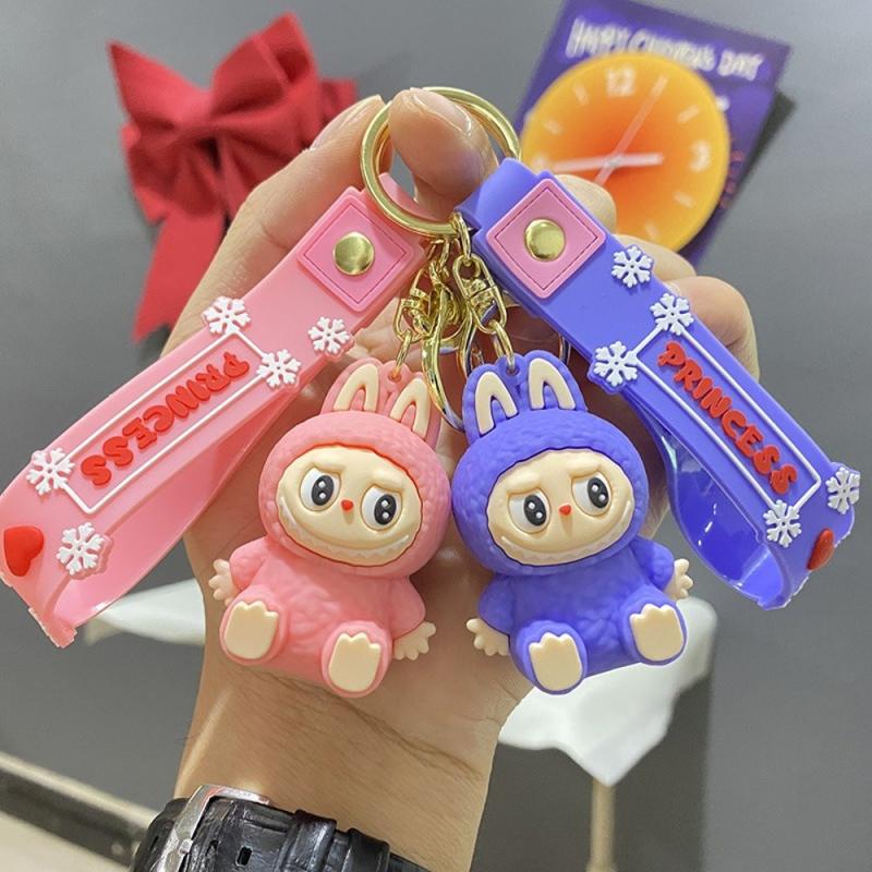 2 PACK OF Labubu Inspired Keychain, Cute Labubu Doll Wristlet ...