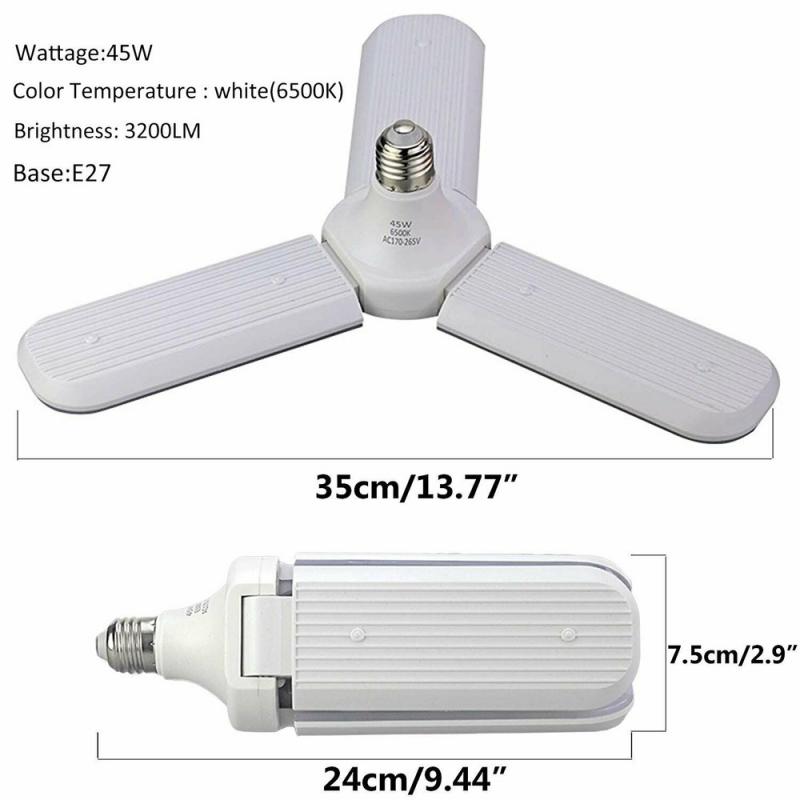 2 PACK OF Folding 3 Blade LED Garage Light Ceiling Light (45W ...