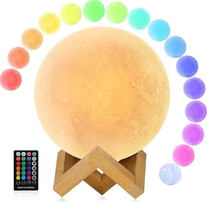 Realistic Moon Night Light Lamp with Remote Control. 3D printing ...