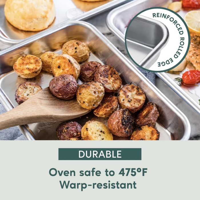 SET of 2 Half Sheet Pans - Professional Bakeware for Roasting, Cooking ...