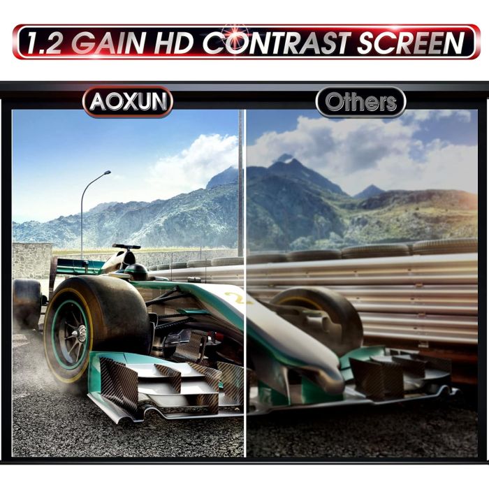 Aoxun 120" Motorized Projector Screen w/Remote Control 4:3 aspect ratio ...