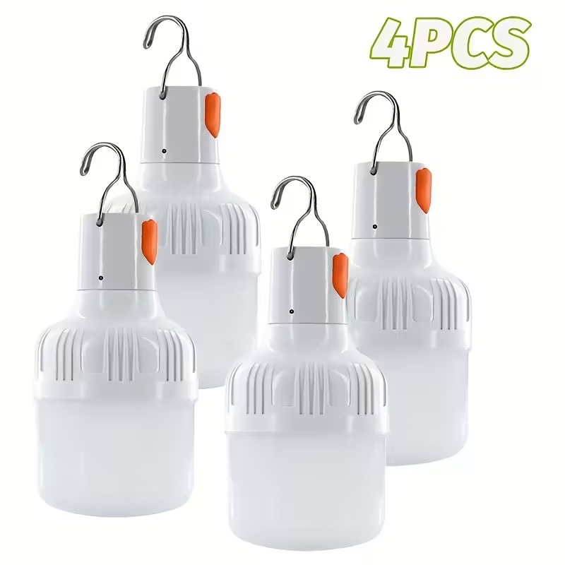 4 PACK OF Portable Outdoor 500 LUMENS USB Rechargeable LED Lamp Bulbs ...