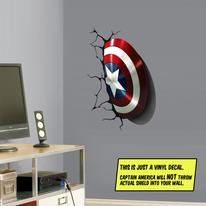Captain America's Shield Stuck In Your Wall - Wall Cling (Compare to ...