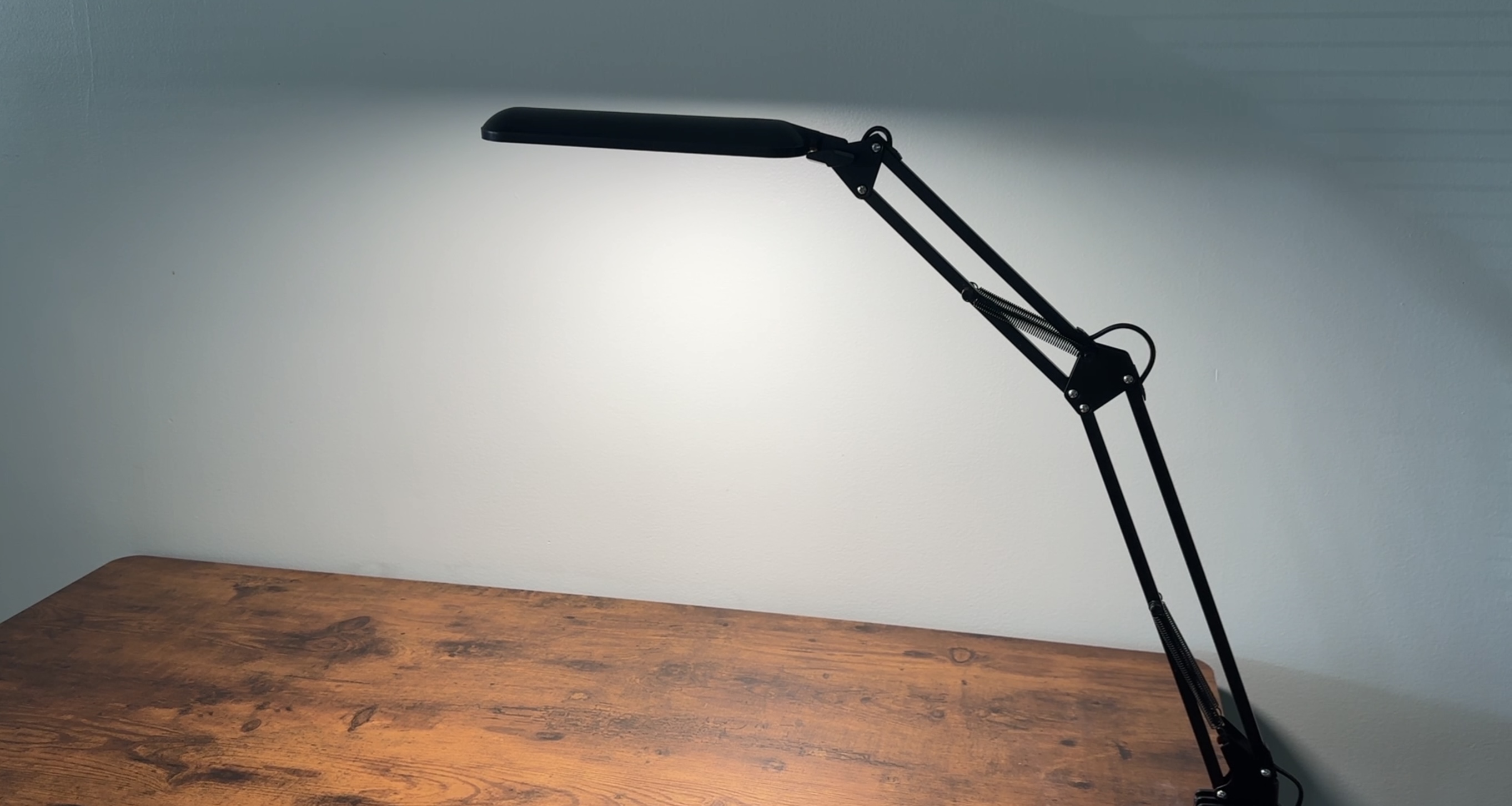 Adjustable Metal Swing Arm Desk LED Lamp with Clamp - 3 Color Modes and ...