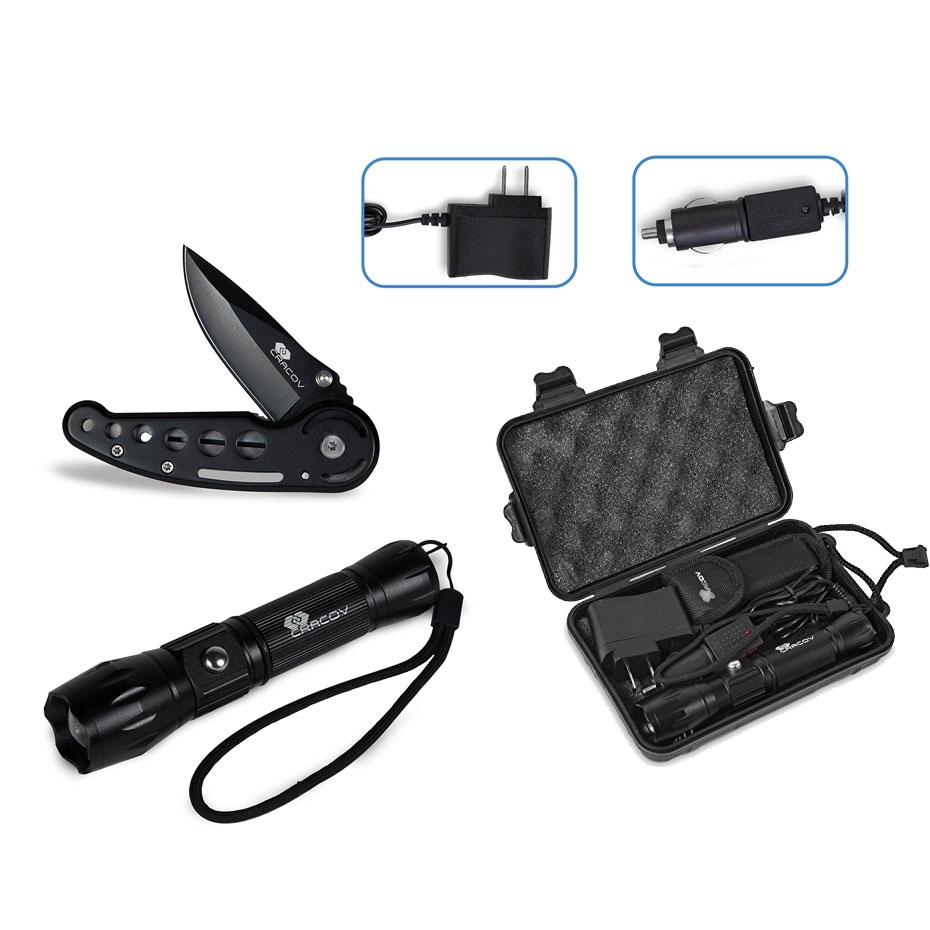 Tactical Flashlight & Knife Set - High Output Tactical Rechargeable 300 ...