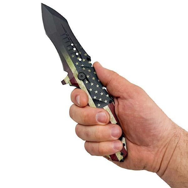 Rugged American Flag Spring Assist Tactical Folding Knife with Window ...