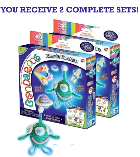 2 Sets of - Bendaroos 300 Piece Glow in the Dark Set- Amazing Flexible ...