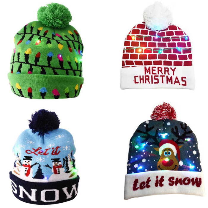 Fun Light Up LED Christmas Beanies - Blinking light mode and static on ...