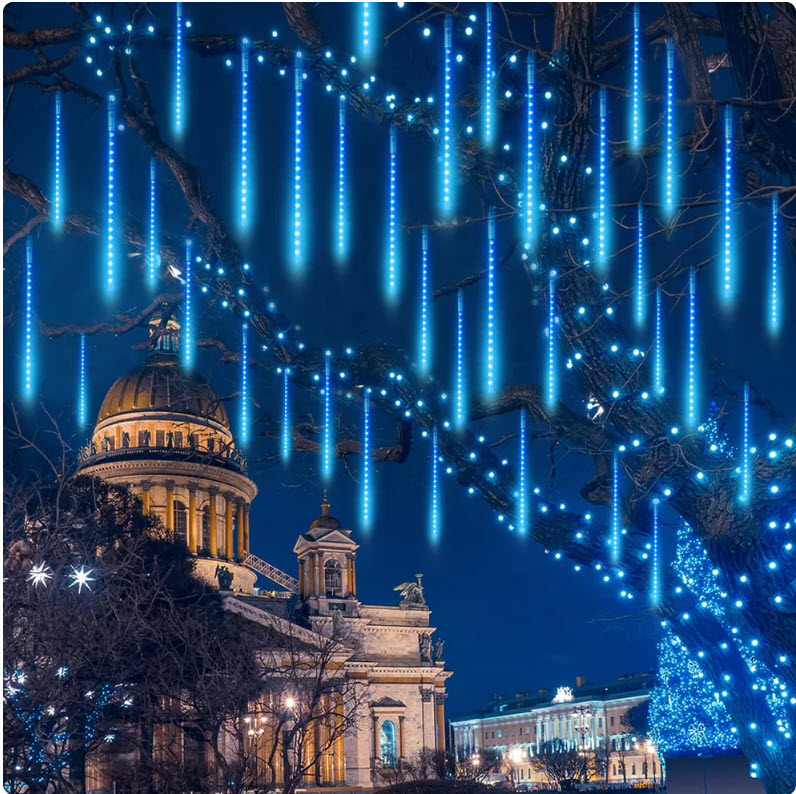 2 Pack of 180 LED Meteor Shower / Rainfall / Snowfall String Lights ...