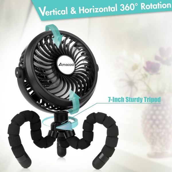 Flexible Tripod Wrap Around Fan - Rechargeable with 3 Speeds - Order 3 ...