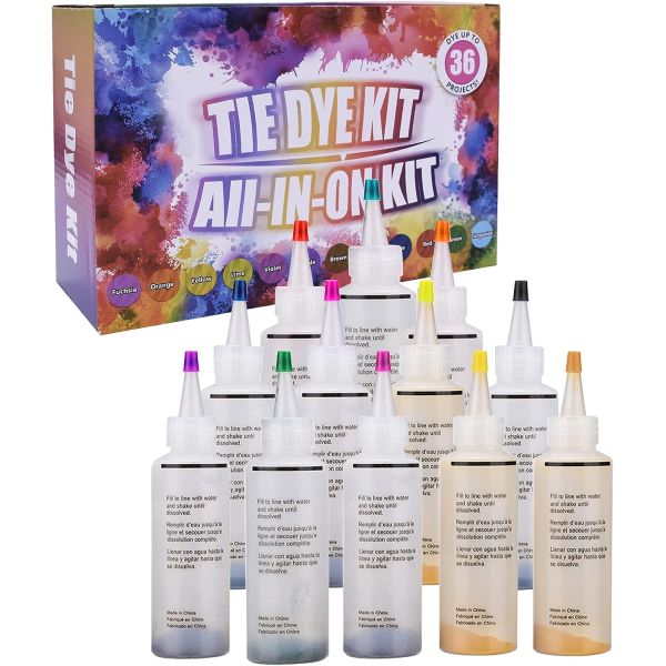 Large Tie Dye Kit! - Up to 36 Projects! - Tie Dyes DIY Kit Maxshop 12 Colors All-in-1 Non-Toxic ...