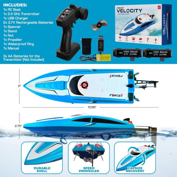 Force1 Velocity Fast RC Boat for Pools and Lakes - Even Dives ...