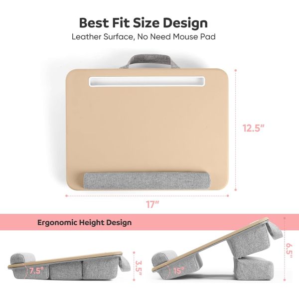 Adjustable Laptop Lap Desk with Cushion, Storage Function And Anti-Slip ...