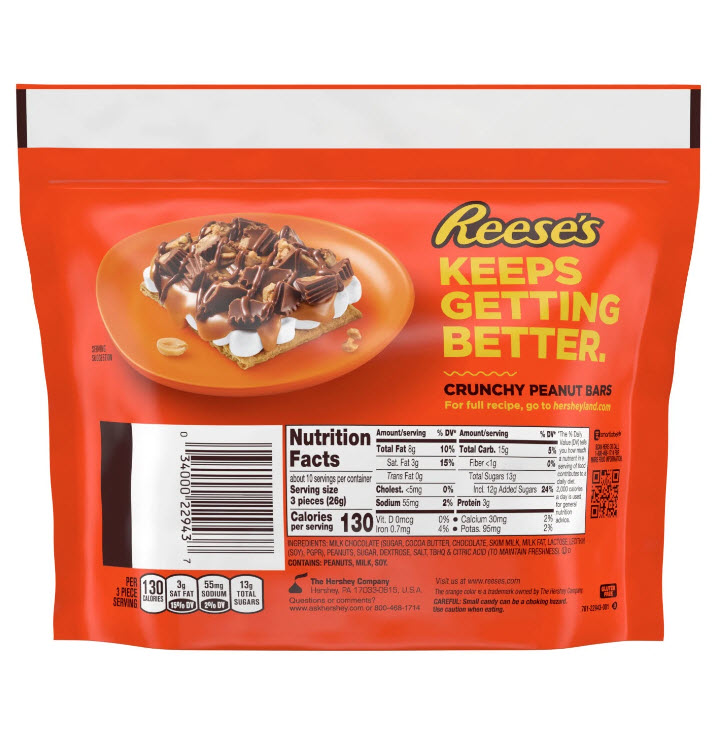SIX BAGS of REESE'S Crunchy Peanuts Miniatures Milk Chocolate Peanut ...
