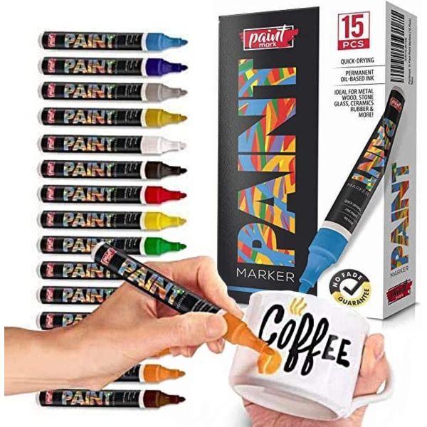 15 Pack of PaintMark Quick-Dry Paint Pens - Write On Anything! Rock ...