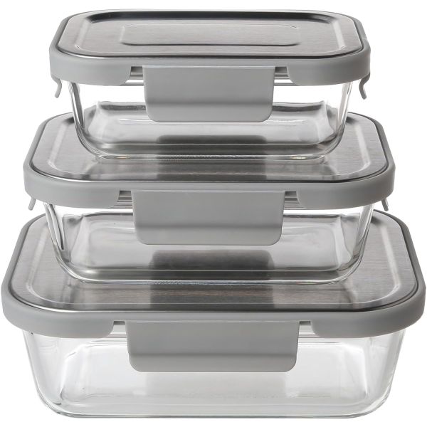 Set of 3 Glass "Cook and Store" Baking and Storage Containers with Snap ...