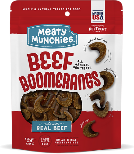 4 BAGS of Meaty Munchies - Farm Raised Beef Boomerangs Semi-Soft Dog ...