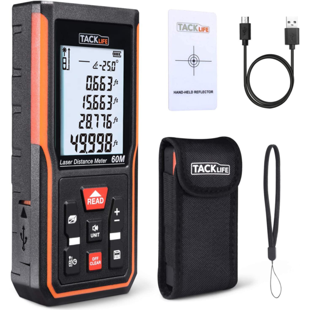 Tacklife Laser Measurer and Level - Measure up to 196 Feet - With ...