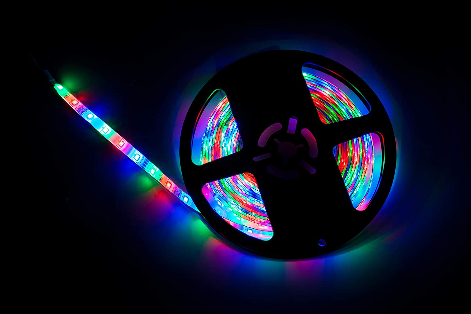 Multi-Color LED Light Strip With Adhesive Backing and Remote Control ...