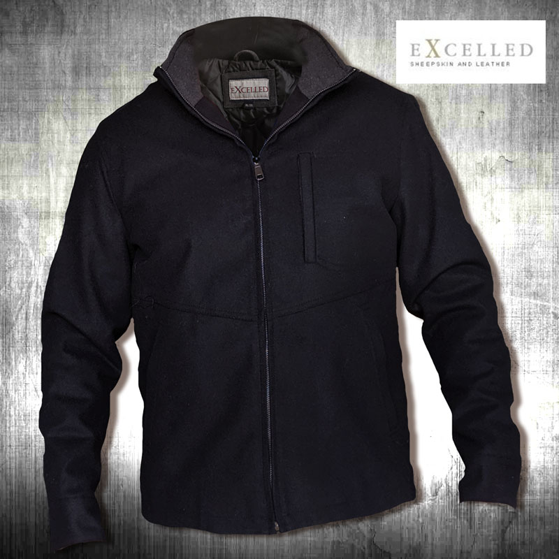 Men's Water Resistant Wool Coat in Black by Excelled - Specially ...