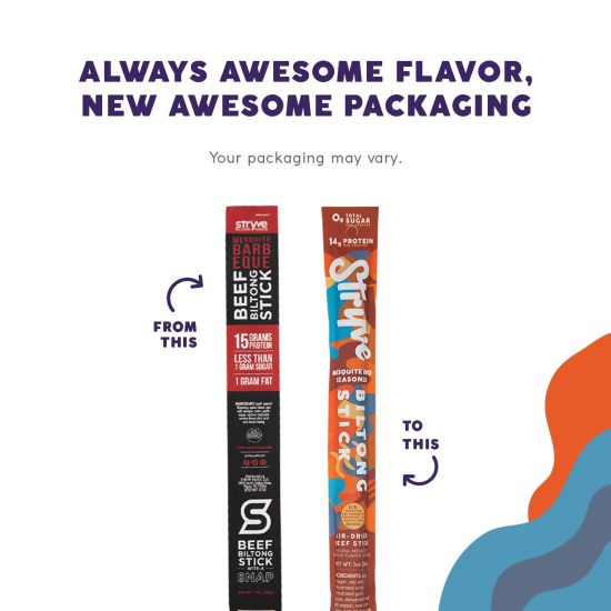 12 PACK of Stryve Protein Snacks Beef Sticks Mesquite BBQ - 100% beef ...