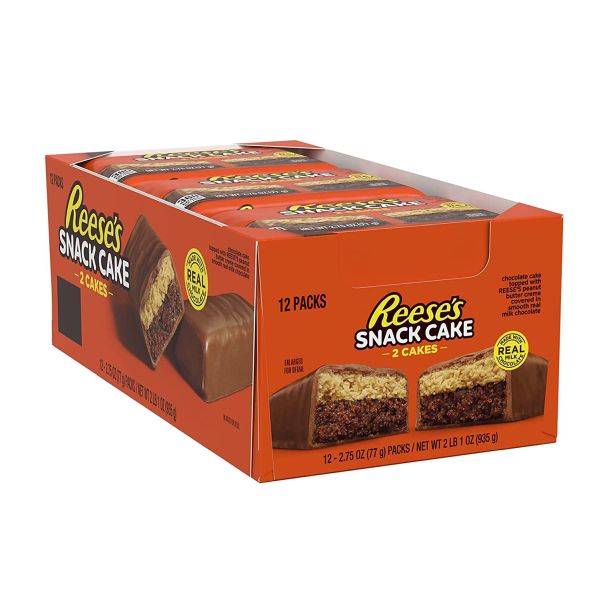 12 Pack of REESE'S Peanut Butter Milk Chocolate Dipped Snack Cakes ...