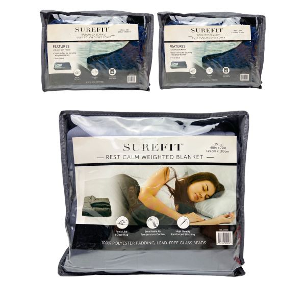SureFit 15 Pound Weighted Blanket - 48x72 inch (For those that sleep in ...