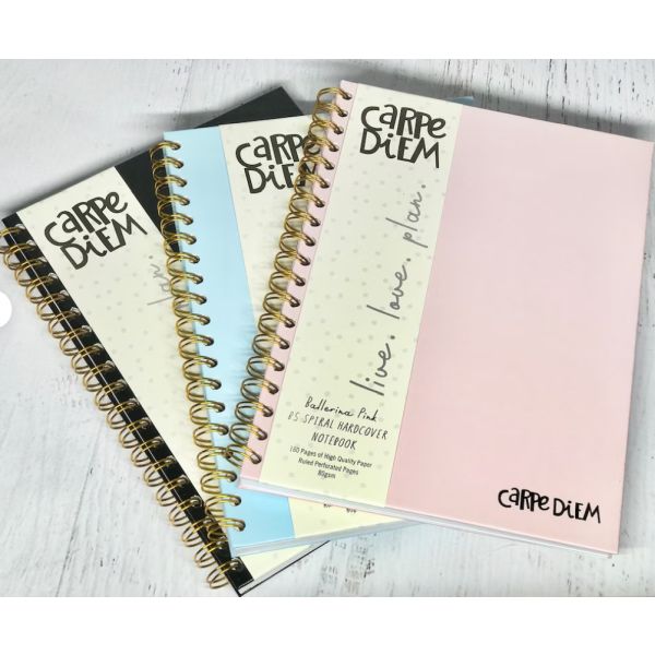 3 PACK of Carpe Diem Spiral Notebooks Heavy Duty Coated Chipboard Cover ...