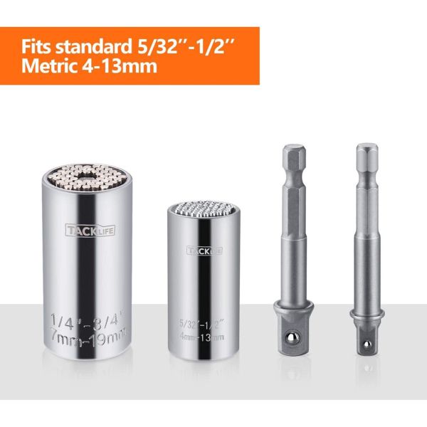 TWO PACK of Pro Grade Universal Socket Tools With Drill Adapters - 7mm ...