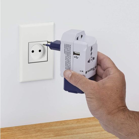 Travel Smart All-In-One Adapter with USB and 3 Outlets - Works all over ...