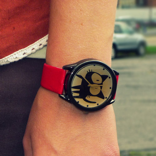 Happy Kitty Watches - Available in Black and Red - 13 Deals